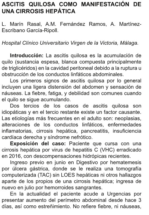 Laboratorio deTerapia Intensiva: Ascitis quilosa como manifestación de ...