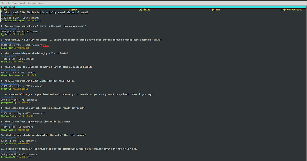 Browse reddit from your terminal using RTV (Reddit Terminal Viewer)