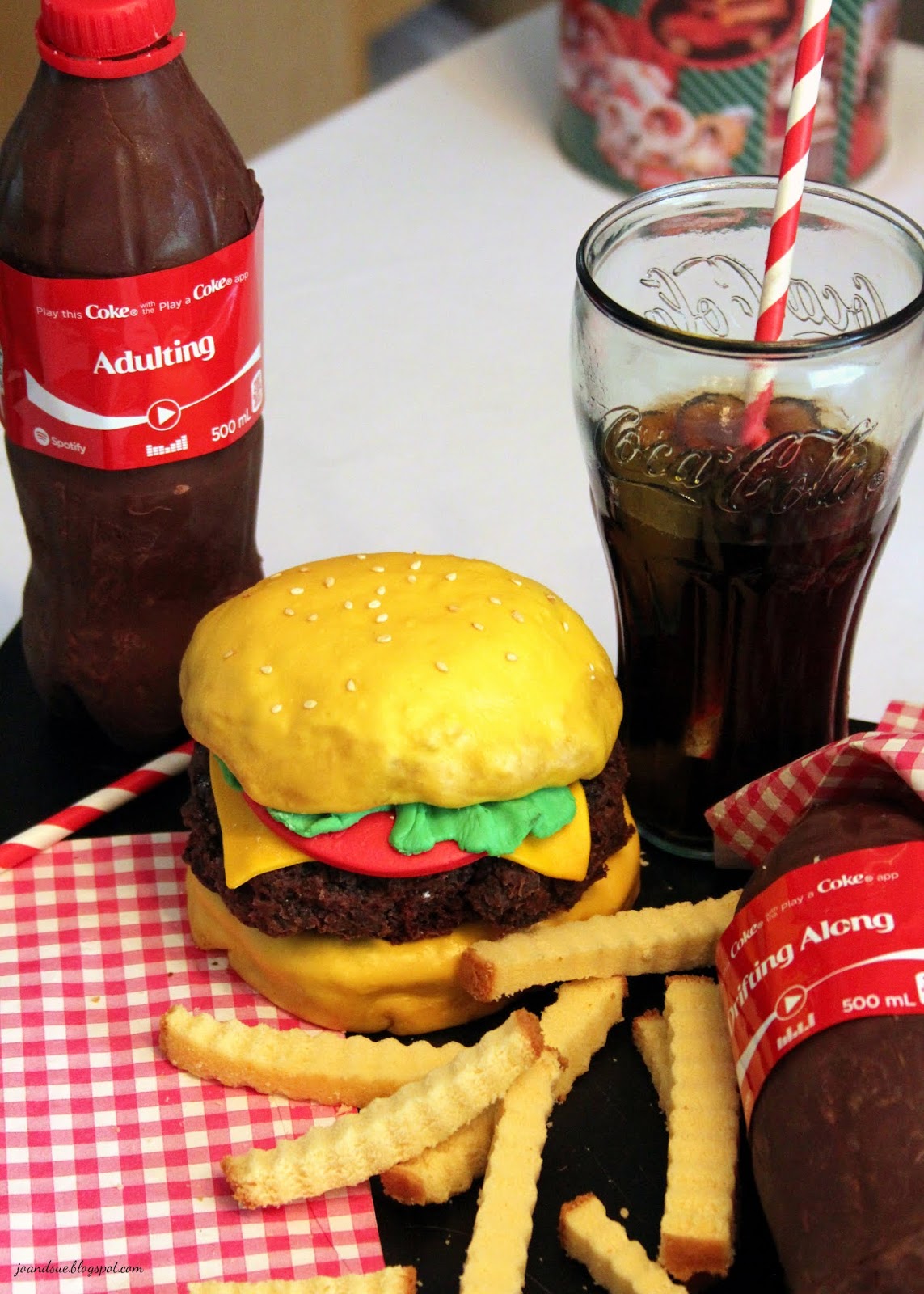 Jo and Sue: Burger, Fries, and Coke Cake