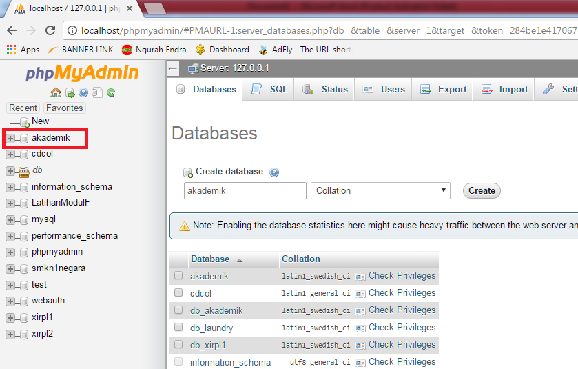 NGURAH ENDRA: Langkah-langkah membuat database di phpMyAdmin