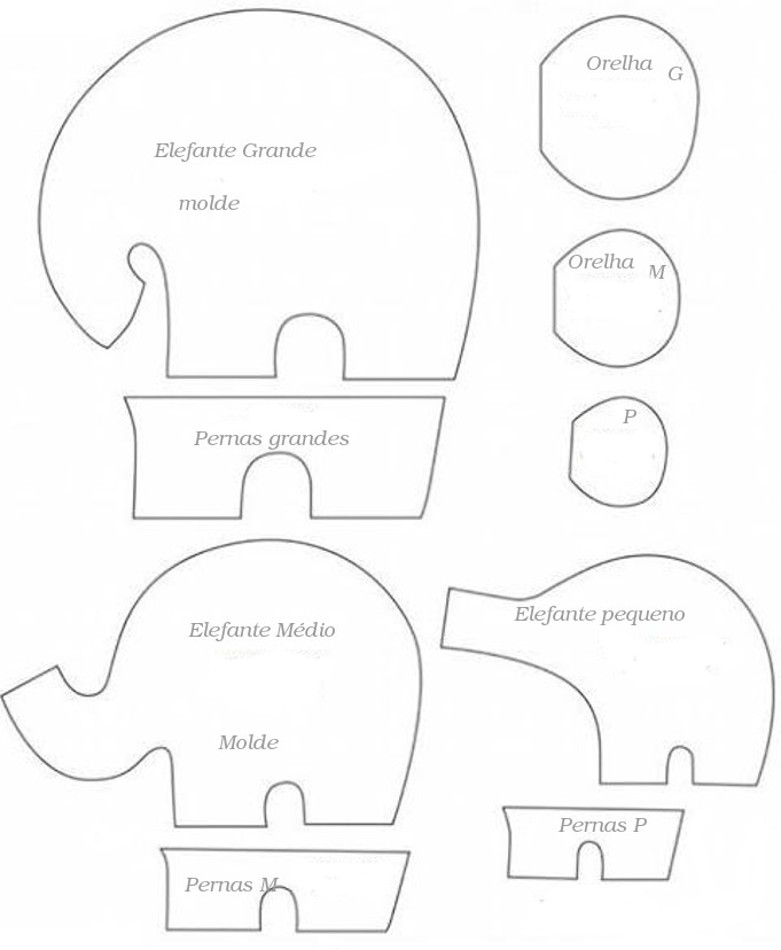 Baú da Web: Elefantes de tecido com molde para decorar