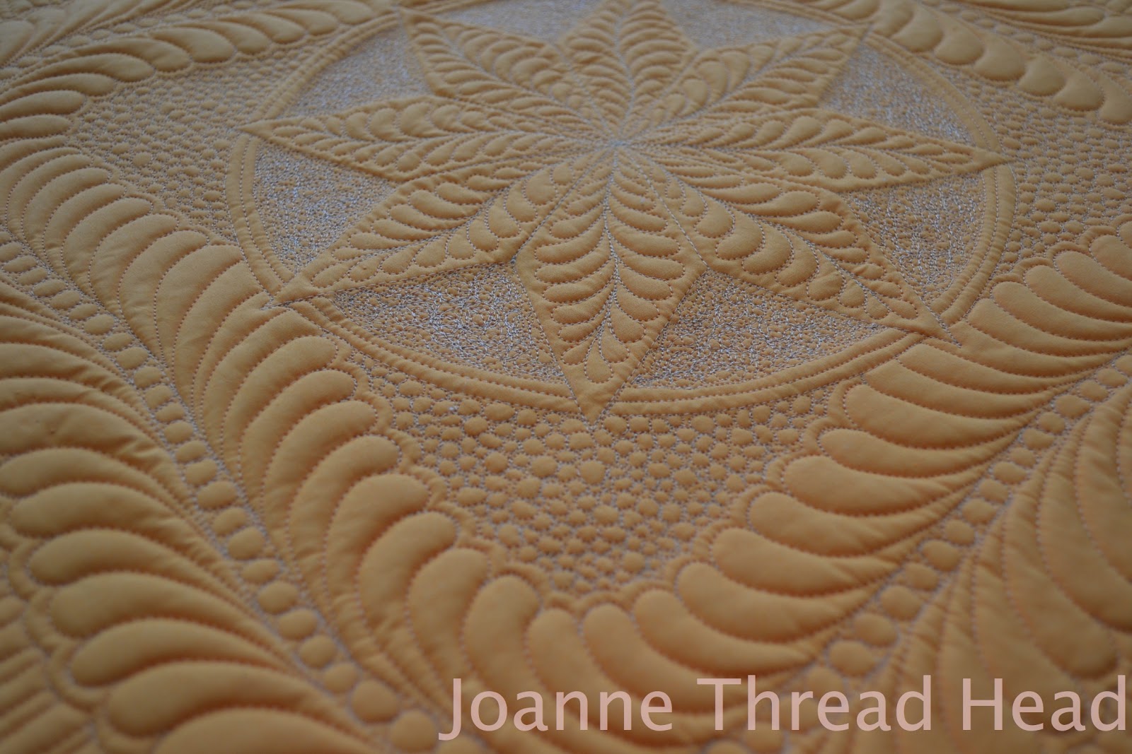 Thread Head: Orange Whole-cloth Quilt