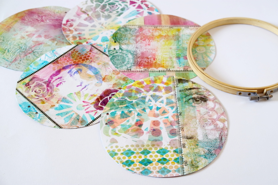GiogioCraft: Tutorial: GelPrinted MiniAlbum in a Altered Embroidery Hoop