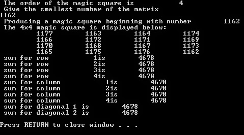 ForTranease: How to Build a 4x4 Magic Square