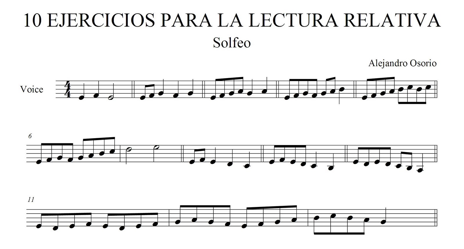 MUSICA ALEJO OSORIO: 10 ejercicios para la lectura relativa (solfeo)