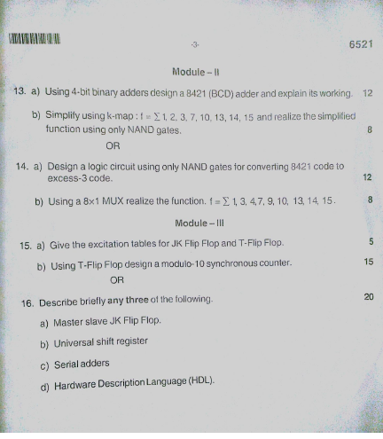 University of Kerala B.Tech CSE Digital System Design 2013 Question ...