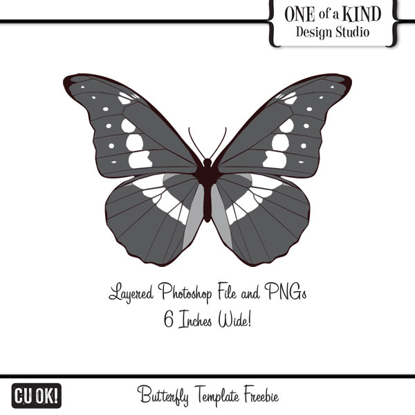 One of a Kind Design Studio: CU OK Butterfly Template FREEBIE