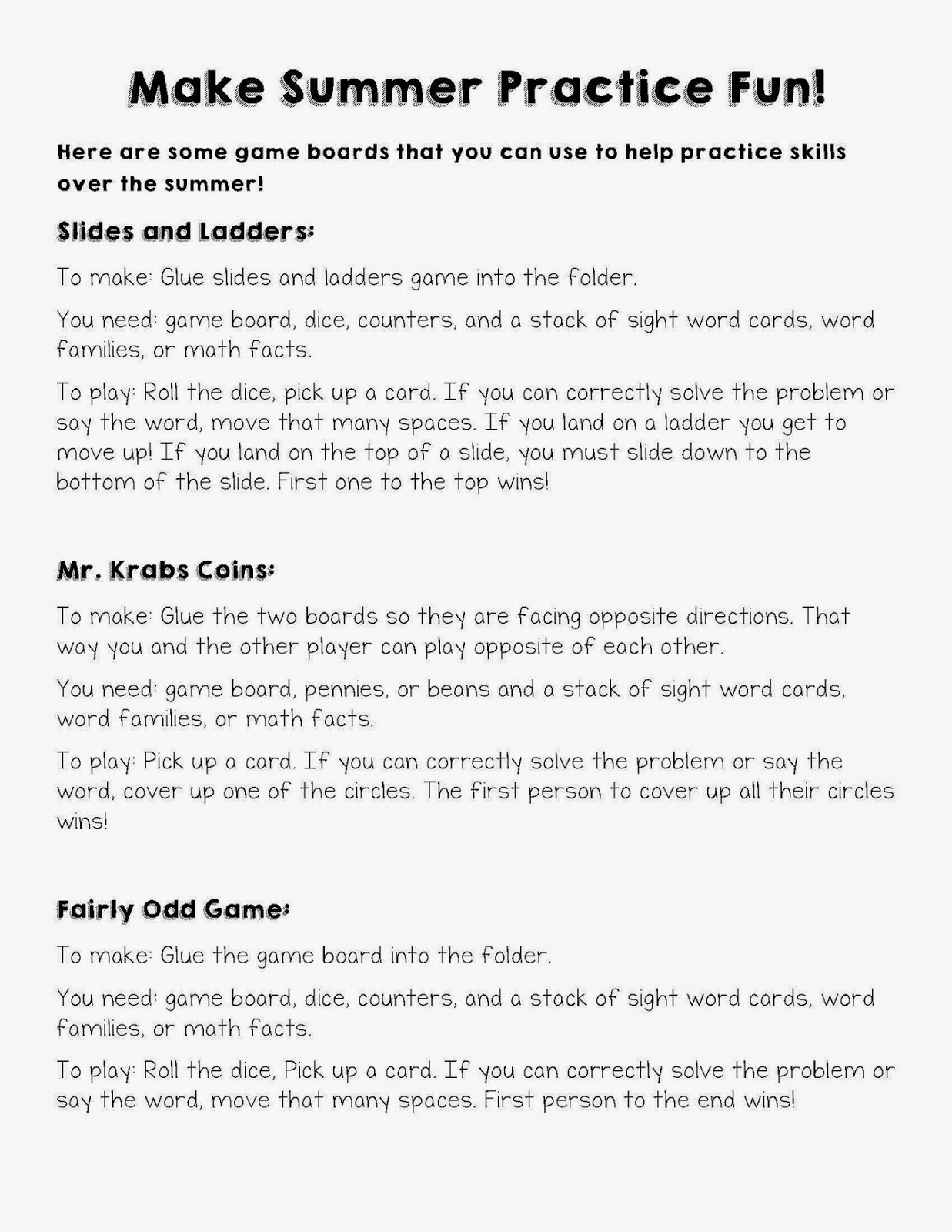 Inquiring Our Way Through Life: Beat the Summer Slide!