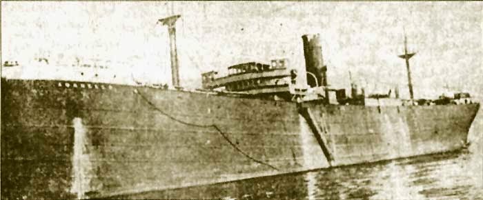 SS Montevideo, neutral Uruguayan ship sunk SE of Bermuda in March 1942 ...