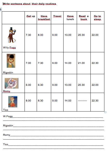 OUR ENGLISH CLASS: Writing practice