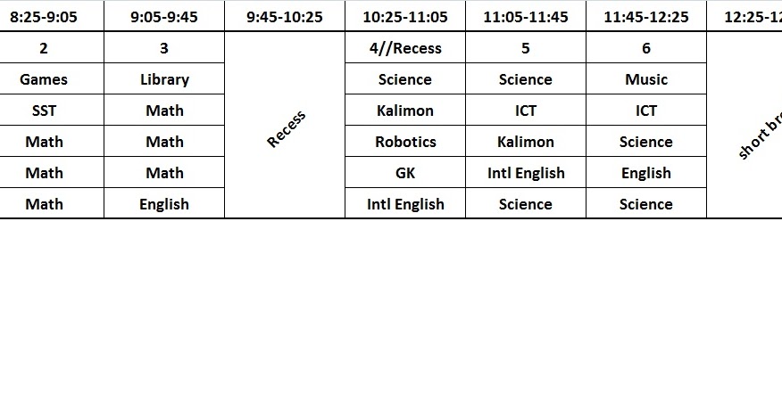 Birla World School Oman: Revised class timetable for Grade 3