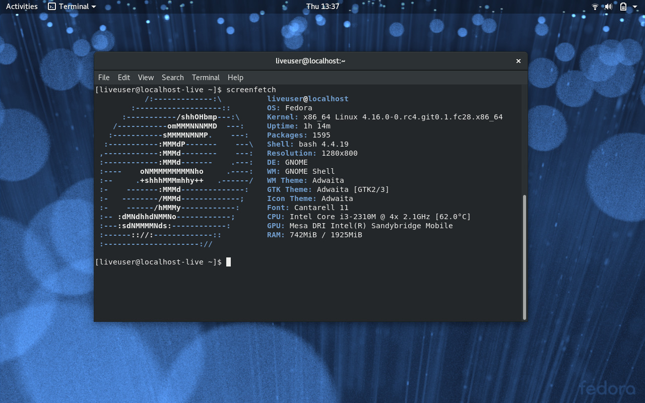 Fedora 28 Workstation beta screenshots