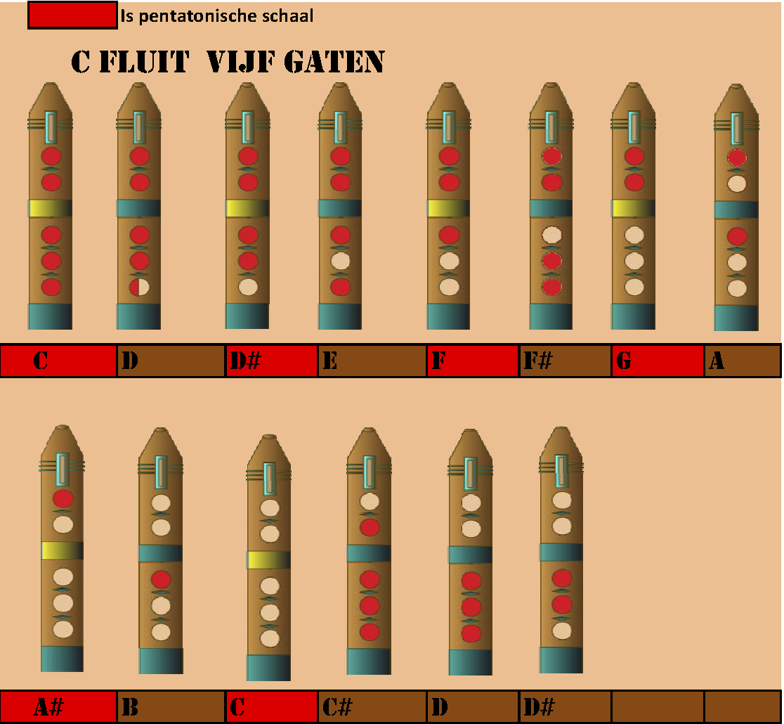Indiaanse fluit: Notatie en Vingerzetting