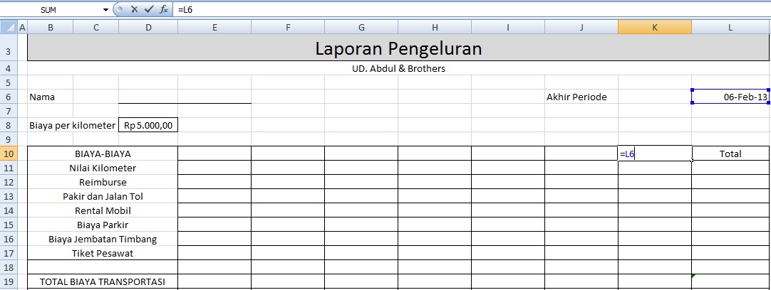 LAPORAN EXPENSE/PENGELUARAN