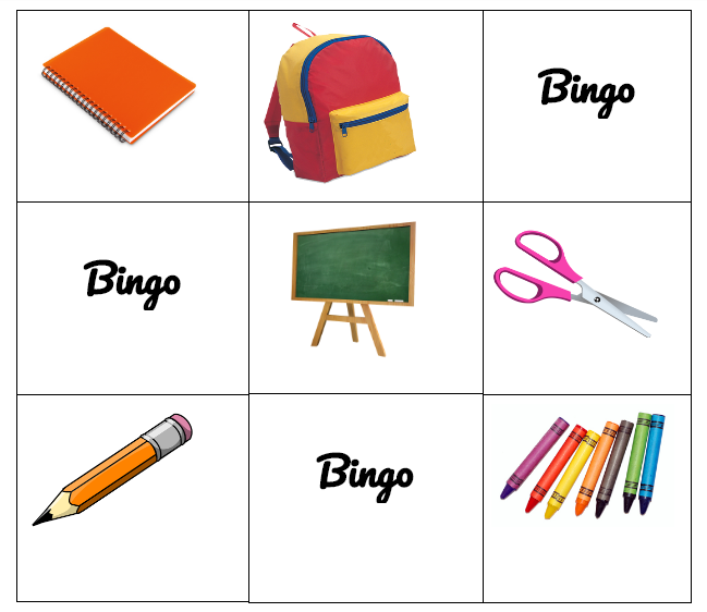 Rinconcito del profe: Bingo de los Materiales Escolares