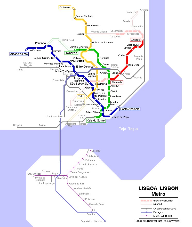 Mapas do Mundo: Linha Metro de Lisboa