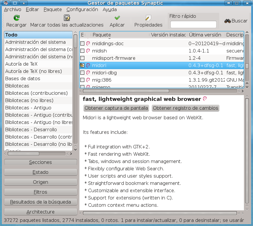 UsuarioDebian: Midori Browser