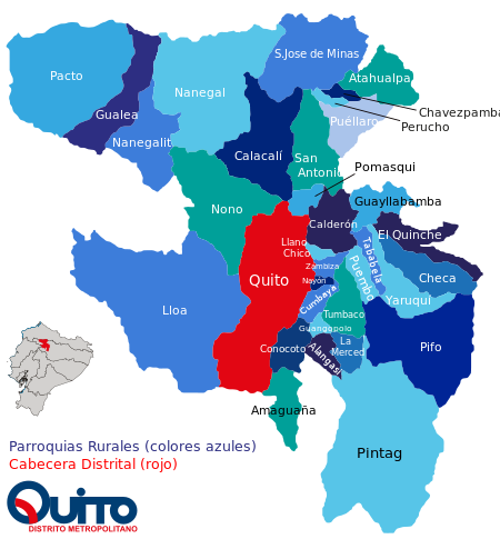Mapa del Distrito Metropolitano de Quito - Ecuador Noticias