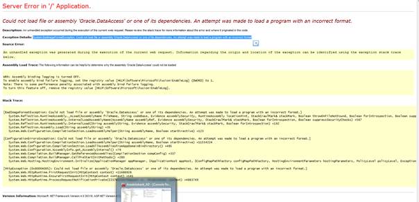 Could Not Load File Or Assembly Oracle Dataaccess Or One Of Its