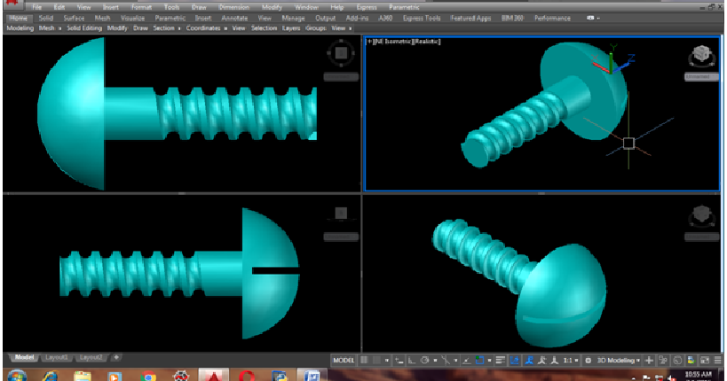 Softcrayons Tech Solutions: How to make a screw in AUTOCAD