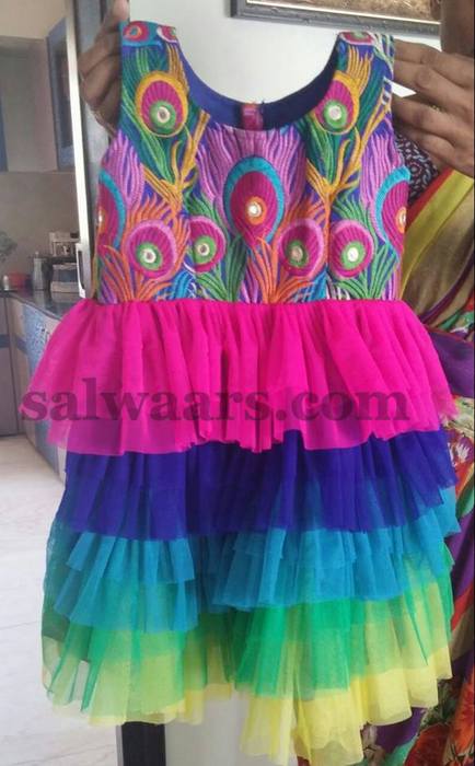 Thread Work Multi Colors Frock - Indian Dresses