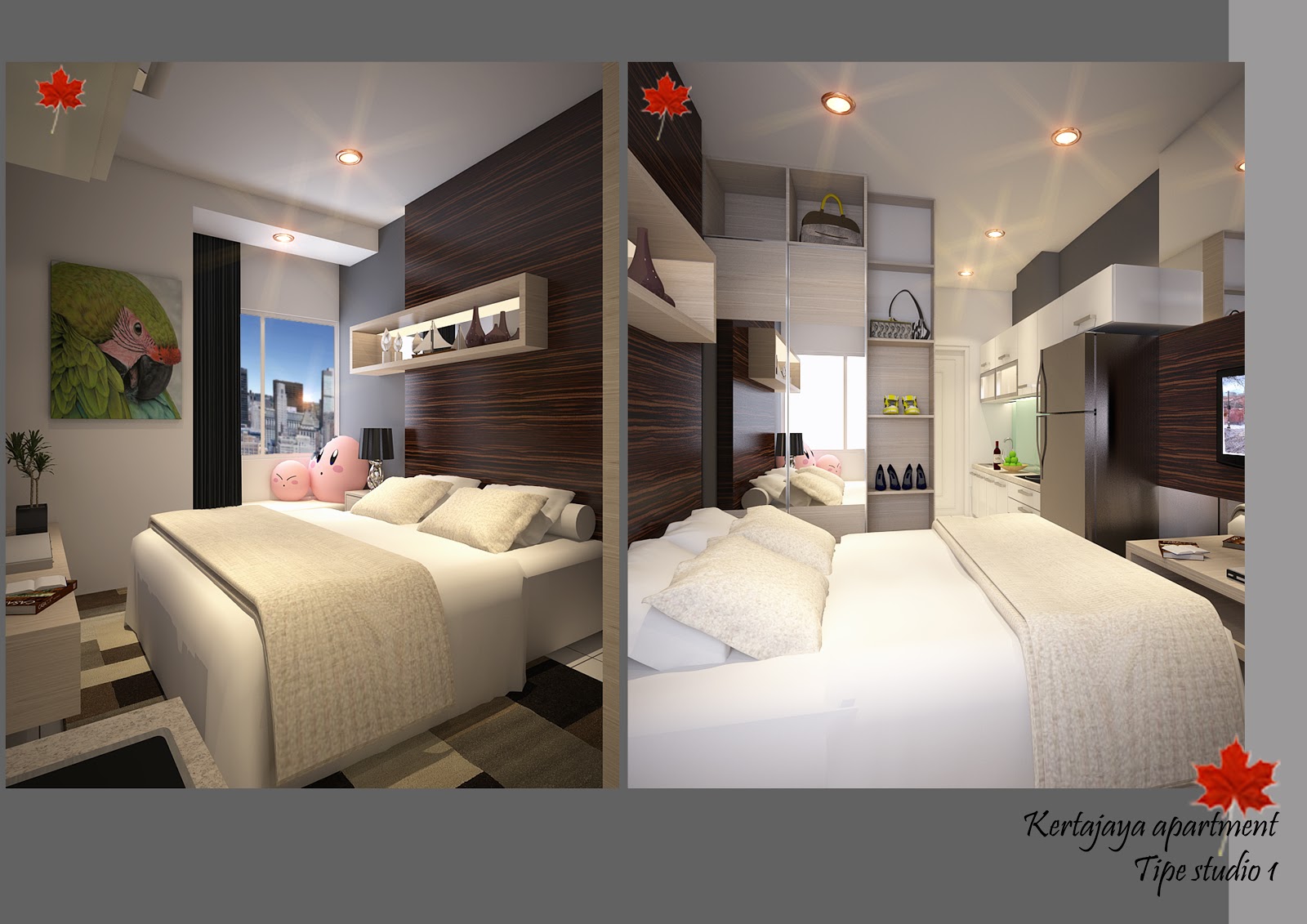 RED MAPLE STUDIO: Kertajaya Apartment tipe Studio
