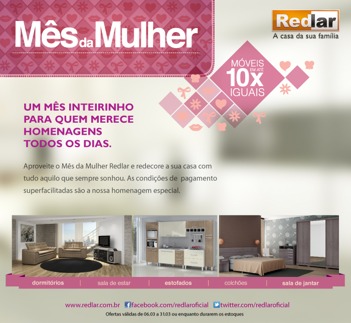 RedLar: Já começou o Mês da Mulher Redlar