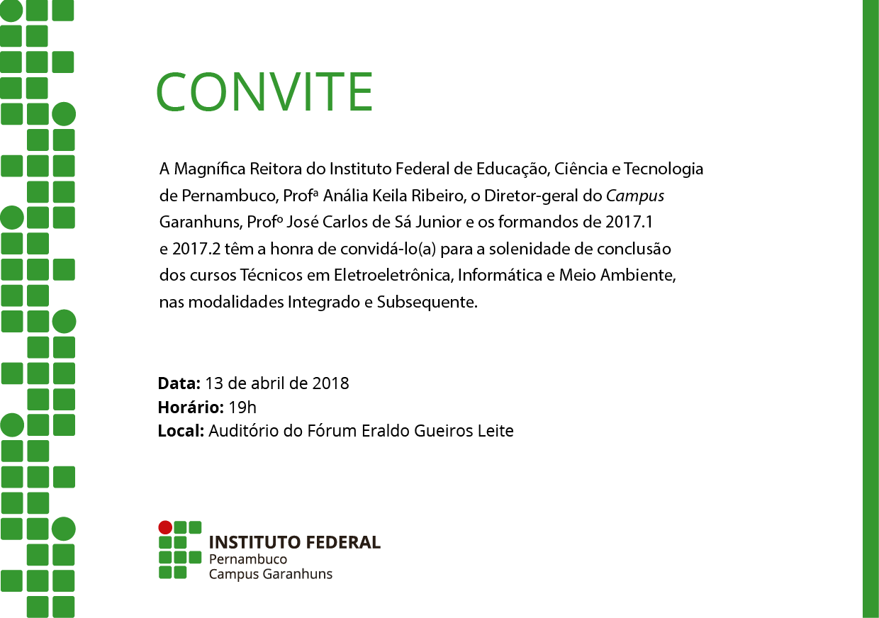 BLOG DO RONALDO CESAR : Convite - Formatura dos Cursos Técnicos do IFPE ...