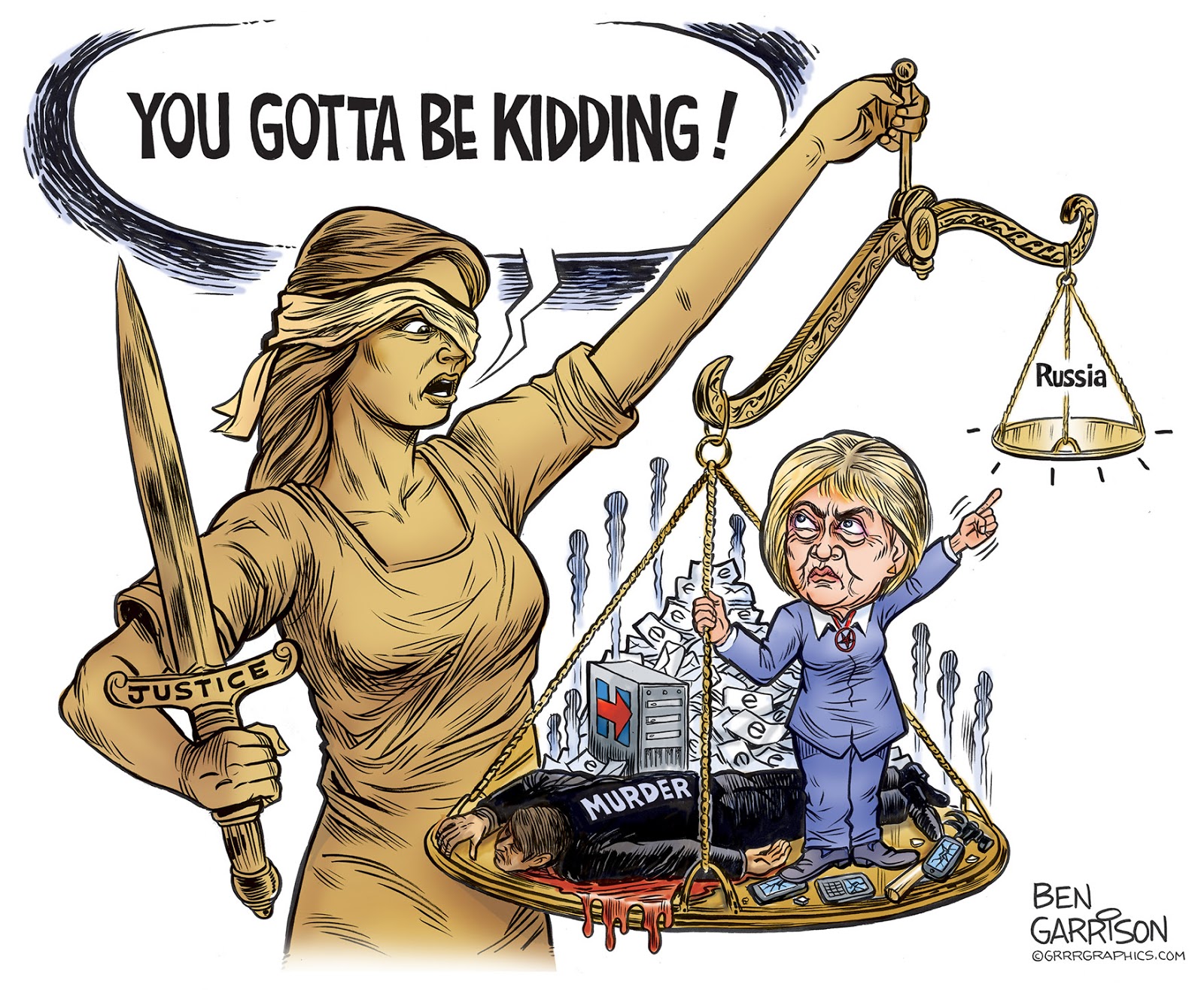 Rogue Cartoonist: "Lady Justice Says, "LOCK HER UP!"