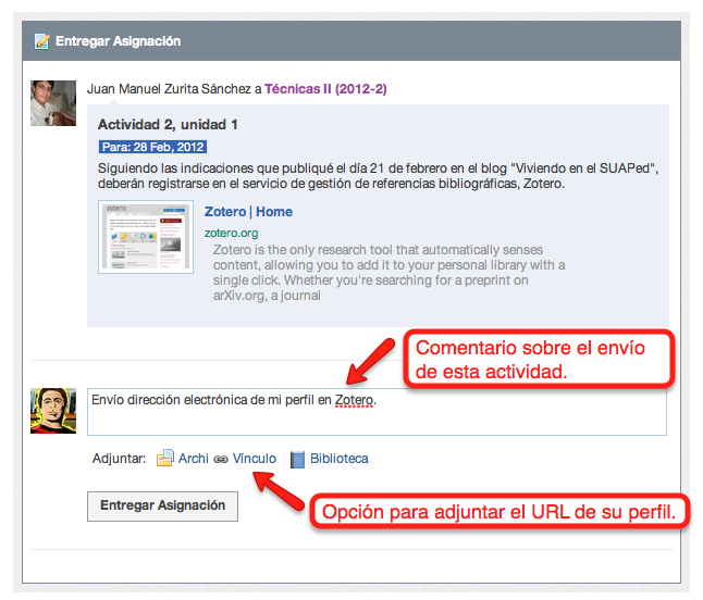Viviendo en el SUAPed: Cómo enviar URL de Zotero en Edmodo