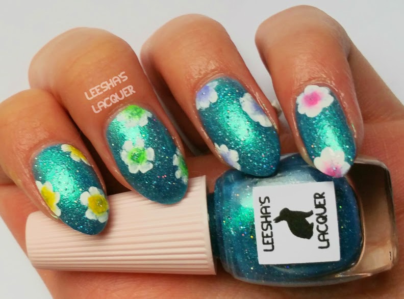 Leesha's Lacquer: Spring One-Stroke Flower Nail Art