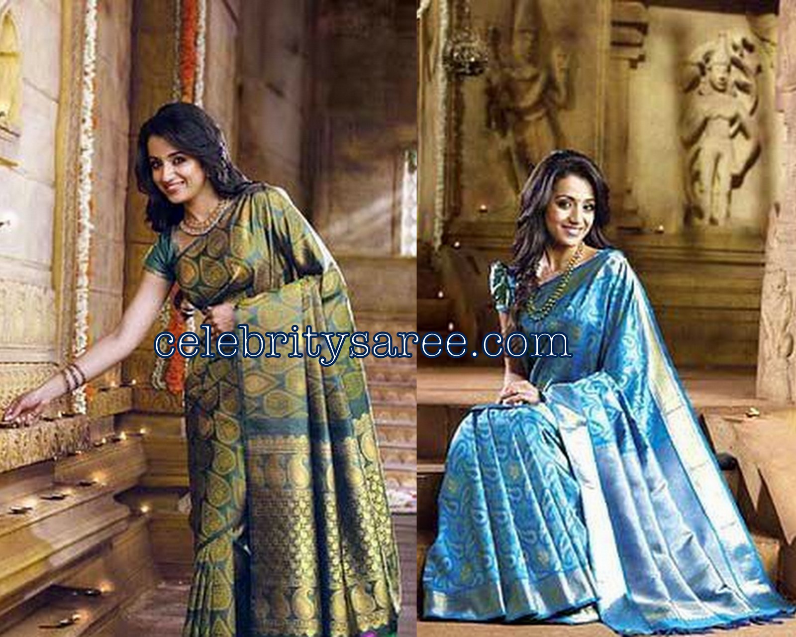 South Indian Actress Trisha in Beautiful Kancheepram Bridal Silk Sarees ...