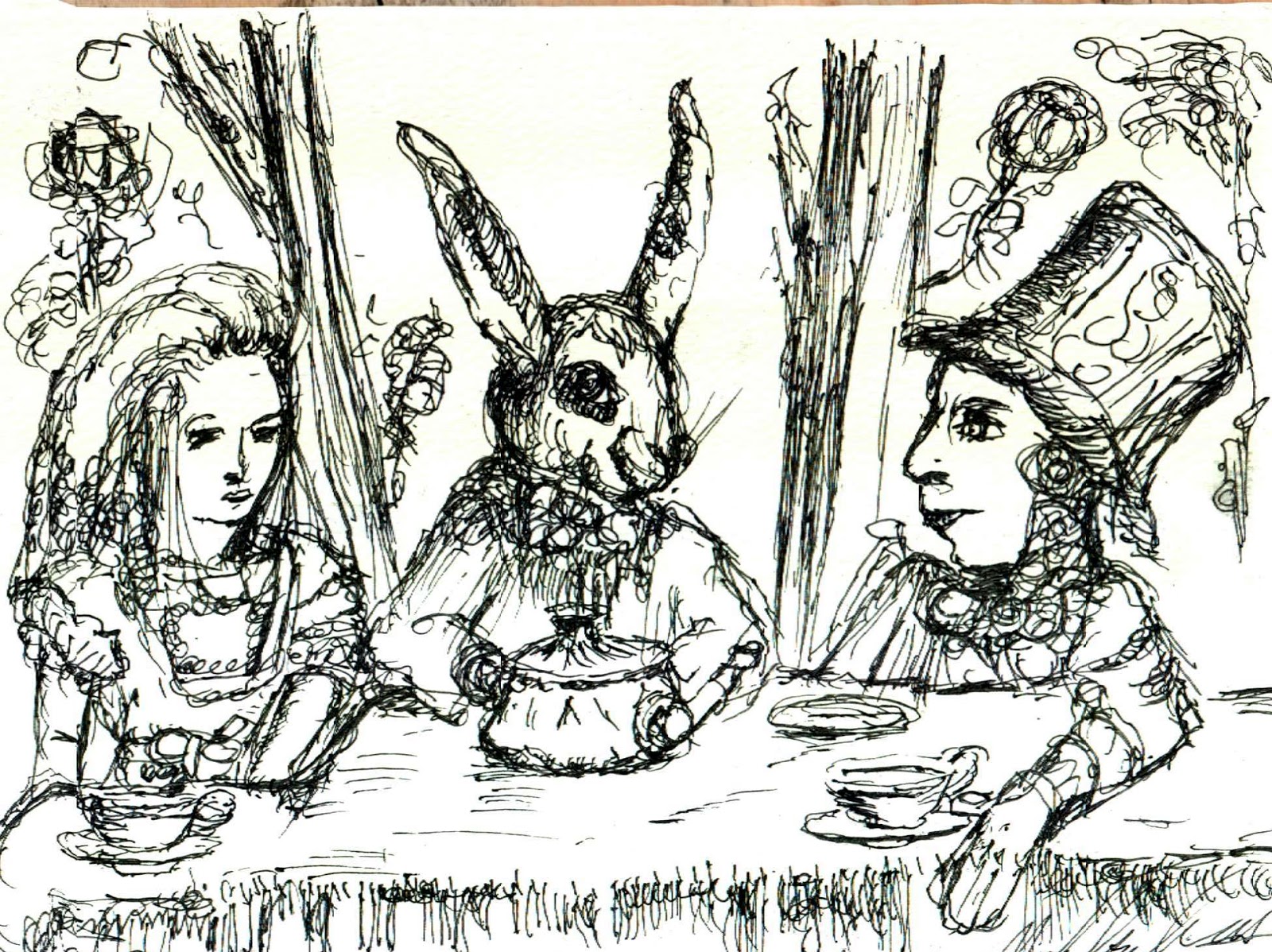 Santa Rosa Book Illustration: Pen and Ink Sketchbook, Alice In Wonderland