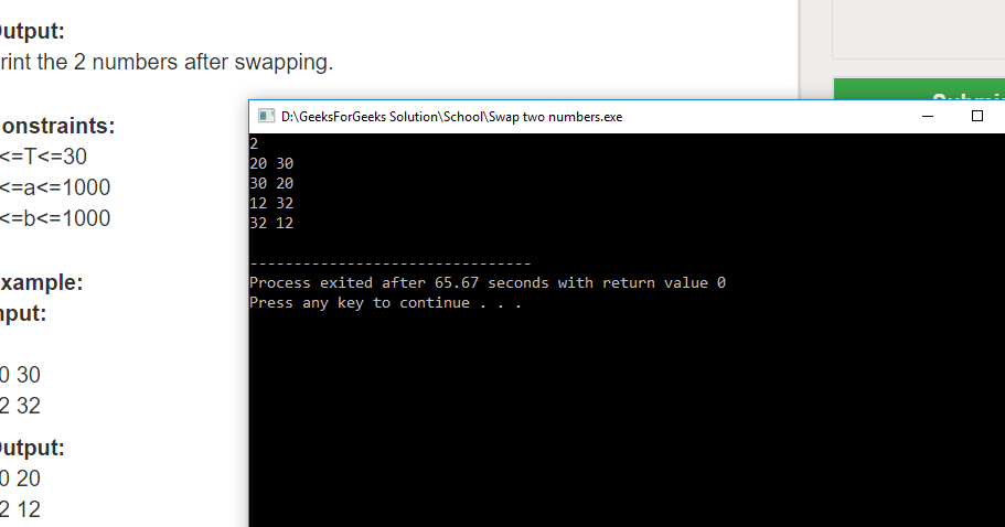 Geeksforgeeks Solution For Swap Two Numbers