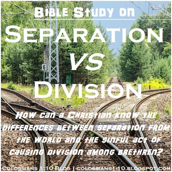 Colossians 1:10 Blog: Bible Study on Separation Versus Division