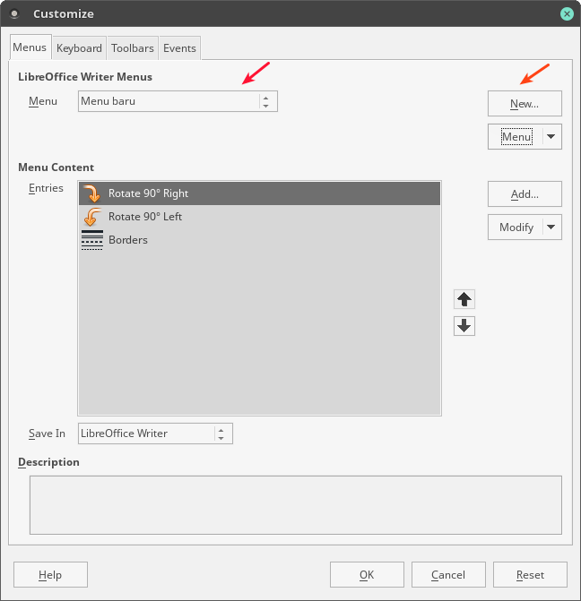 Edit Menu Bar LibreOffice