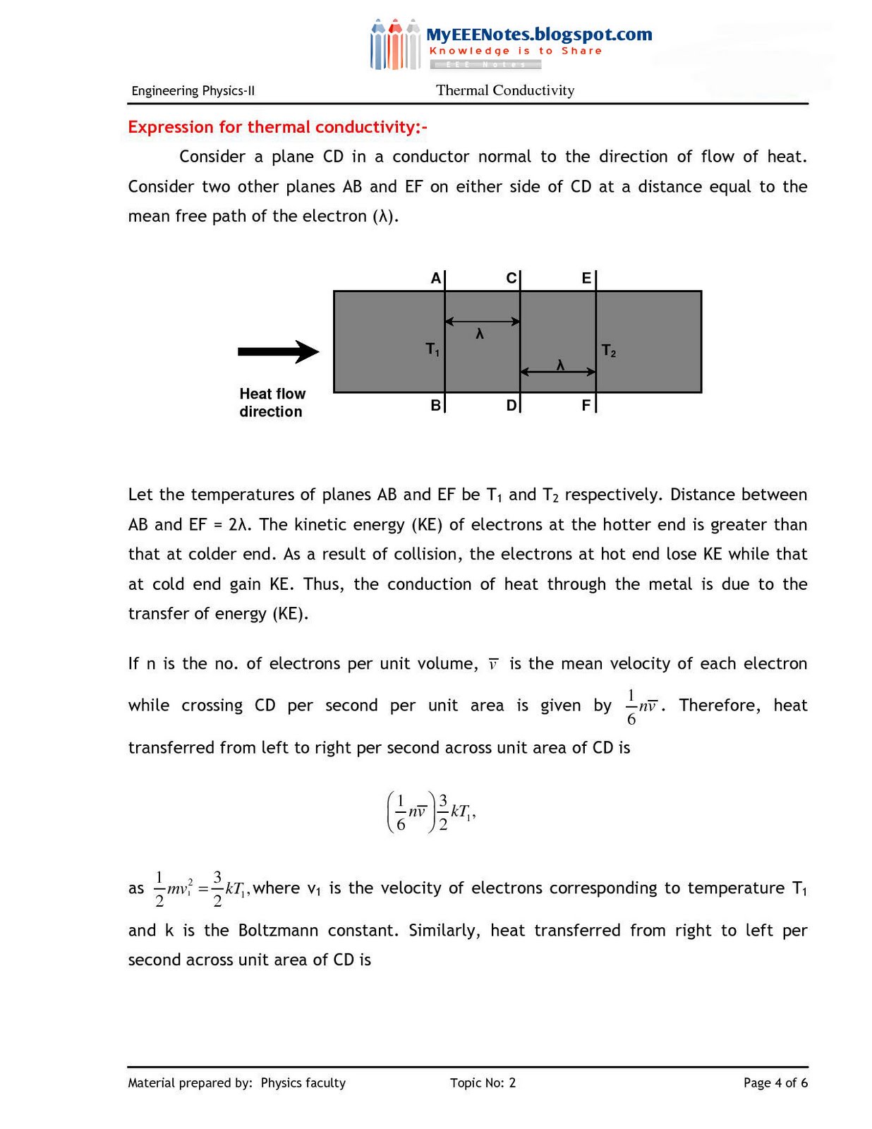 Engineering Physics - II - Unit 1 Thermal conductivity Notes ...