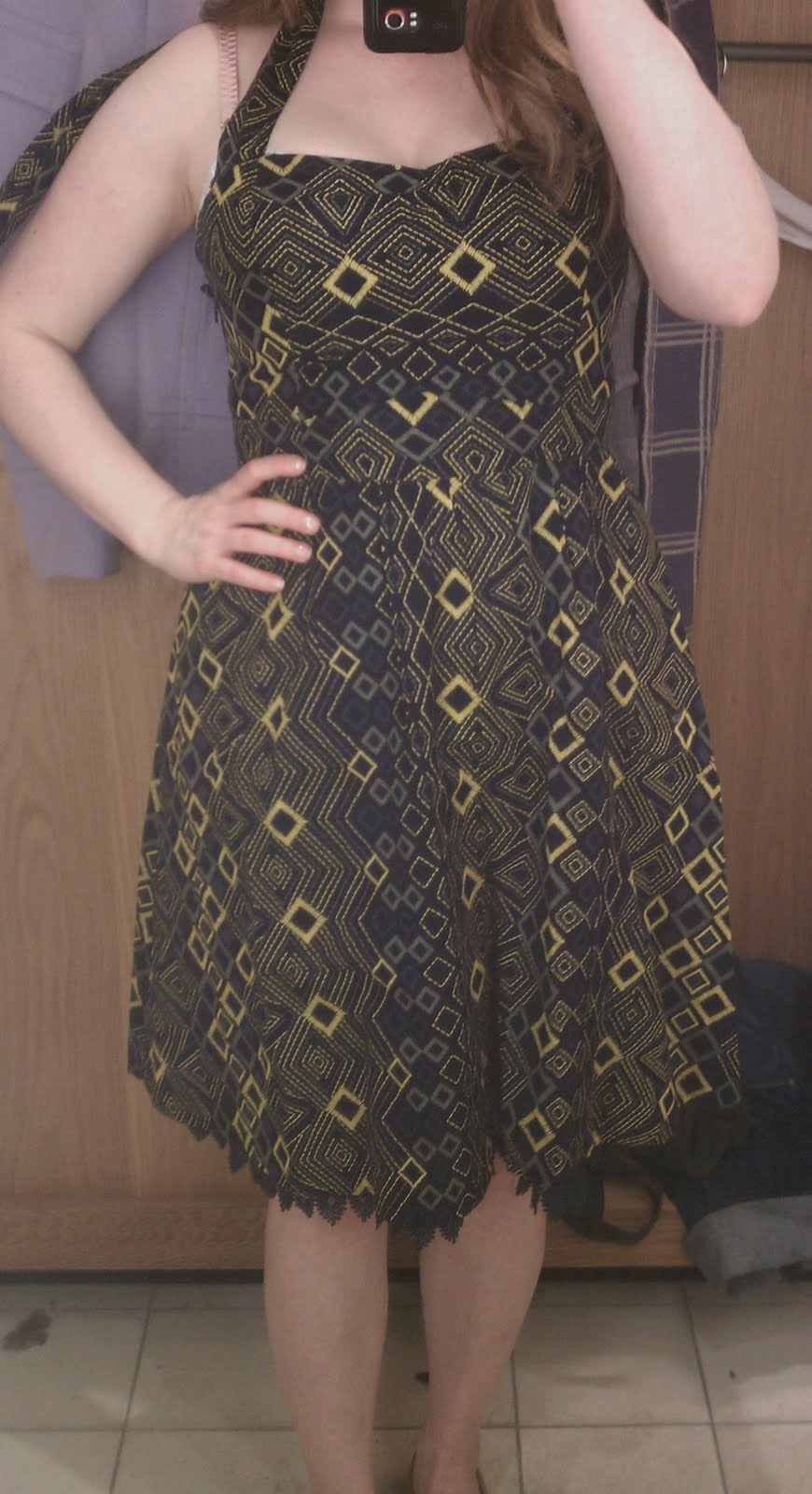 the delightful find: anthropologie rhythmic repetition dress fitting review