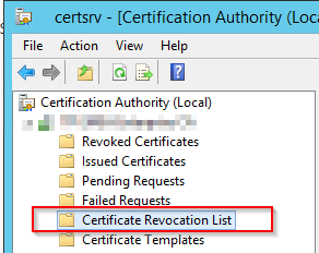 Directory Admin: Viewing CRL in Windows Certification Authority console