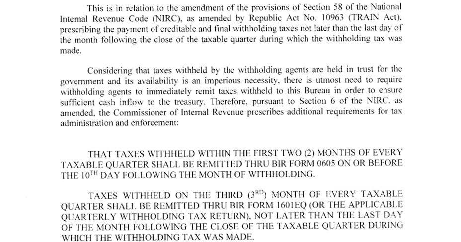 TAX ADVISORY: Deadline on Expanded Withholding Tax (BIR 1601E) is still ...
