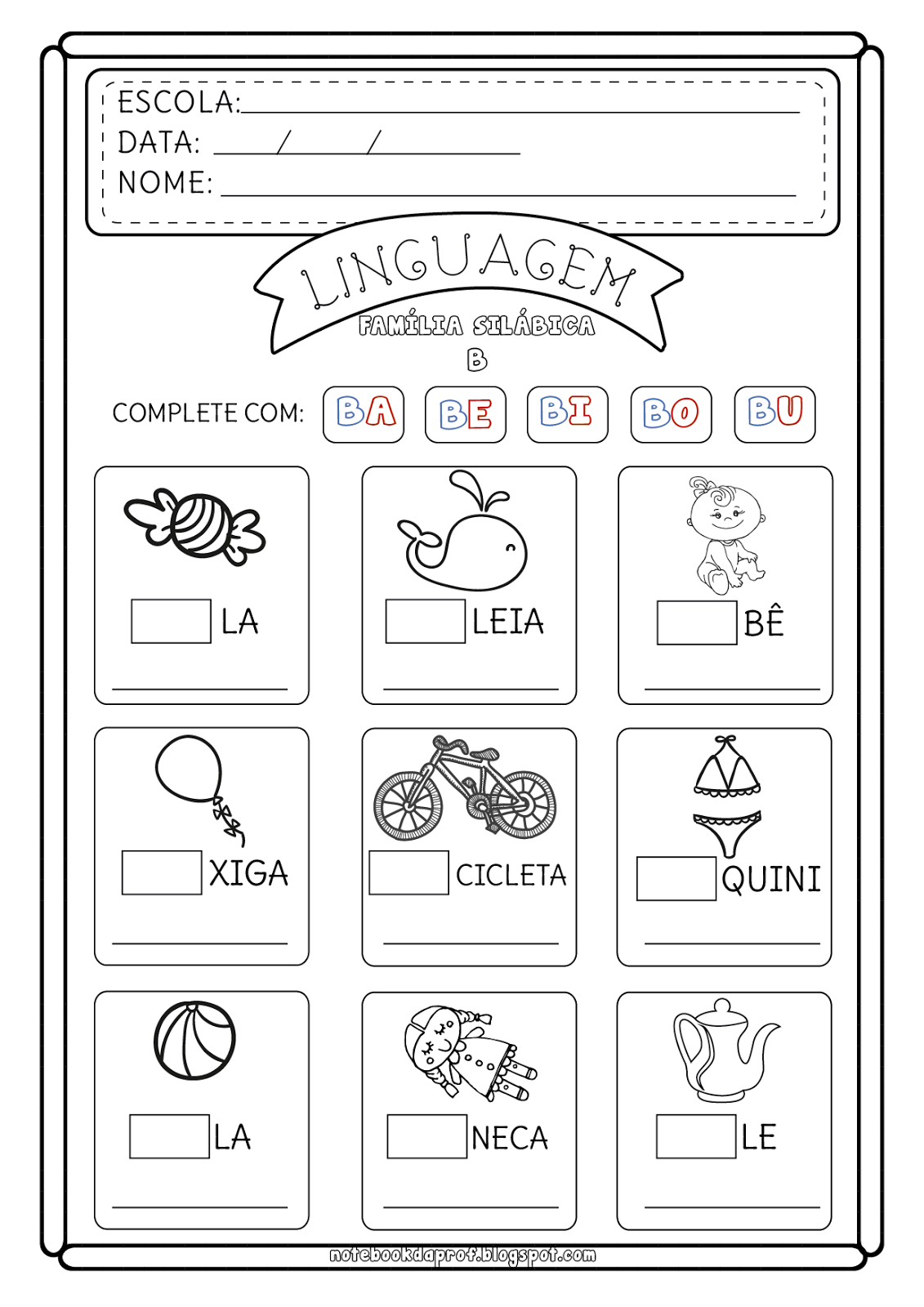 Sílaba B Worksheet E9F