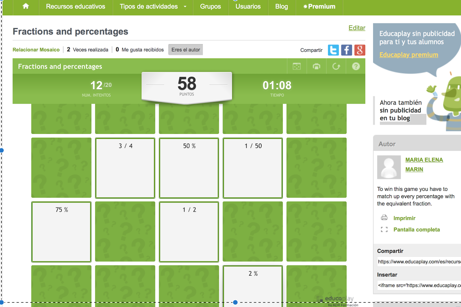 Bilingual Maths by Elena: Fractions: mi primera unidad AICLE
