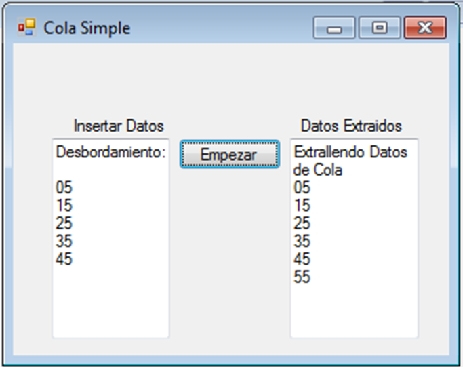 programacion en C# (ESTRUCTURAS DE DATOS): COLA SIMPLE (VISUAL)
