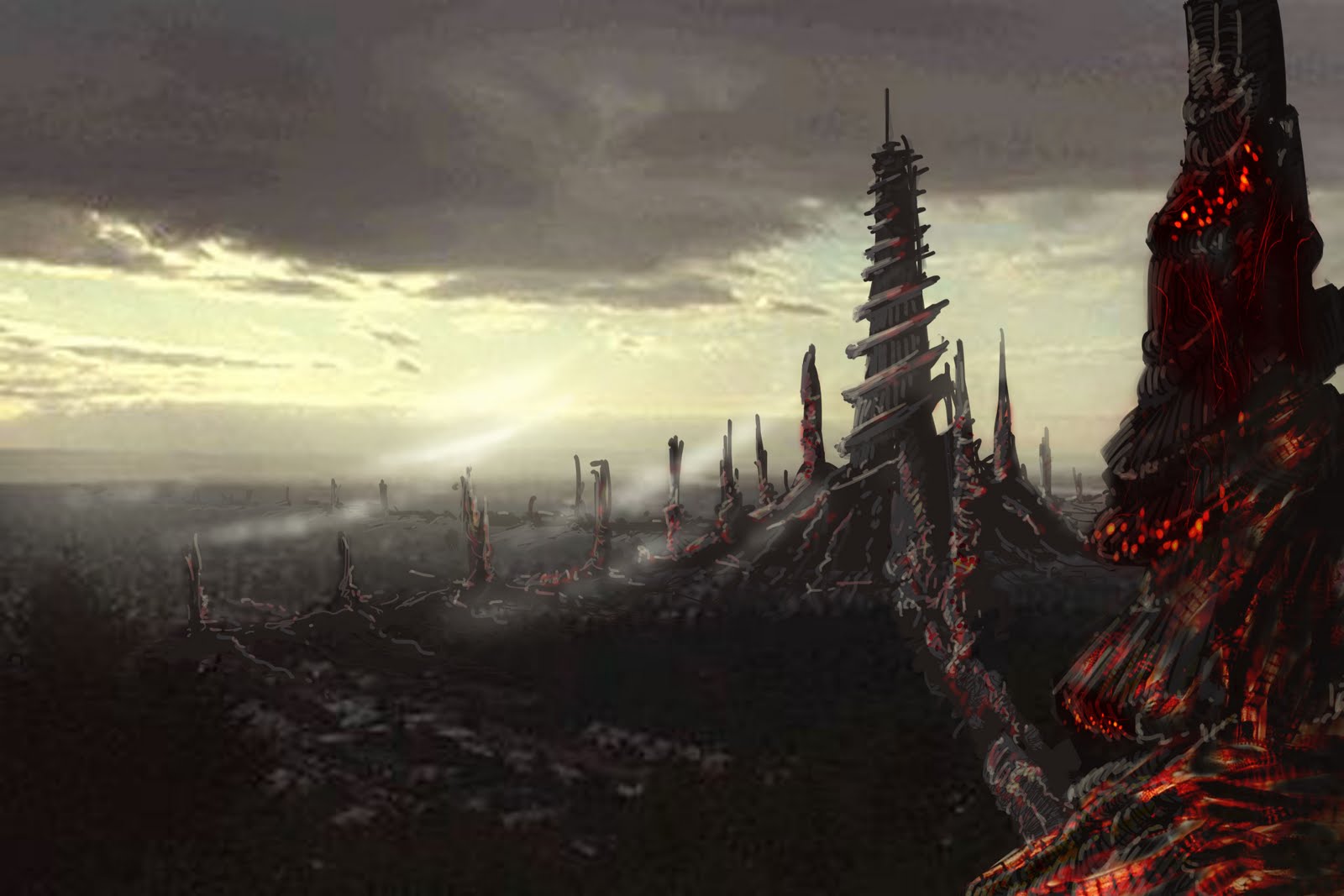 Som Downs: CONCEPT ART - Alien City Hive