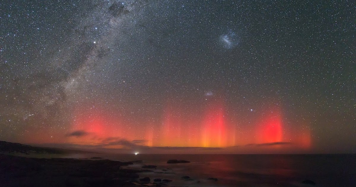 Aurora, Milky Way Galaxy, Large Magellanic Cloud Galaxy and Small ...
