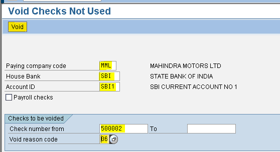 SAP - FICO MODULE LEARNING: Unissued/Unused Checks Cancellation