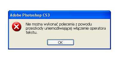Photoshop: Nie można wykonać polecenia z powodu przeszkody ...