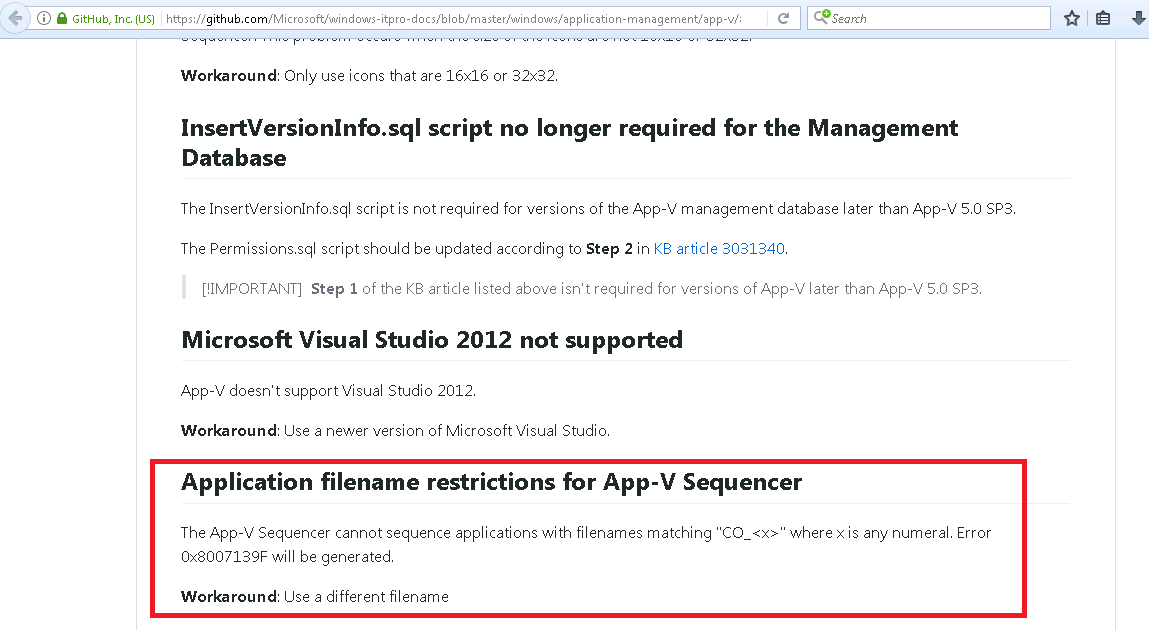 App V Sequencer 5 X Cannot Sequence Apps With Filenames Co X Error 0x8007139f But It Is