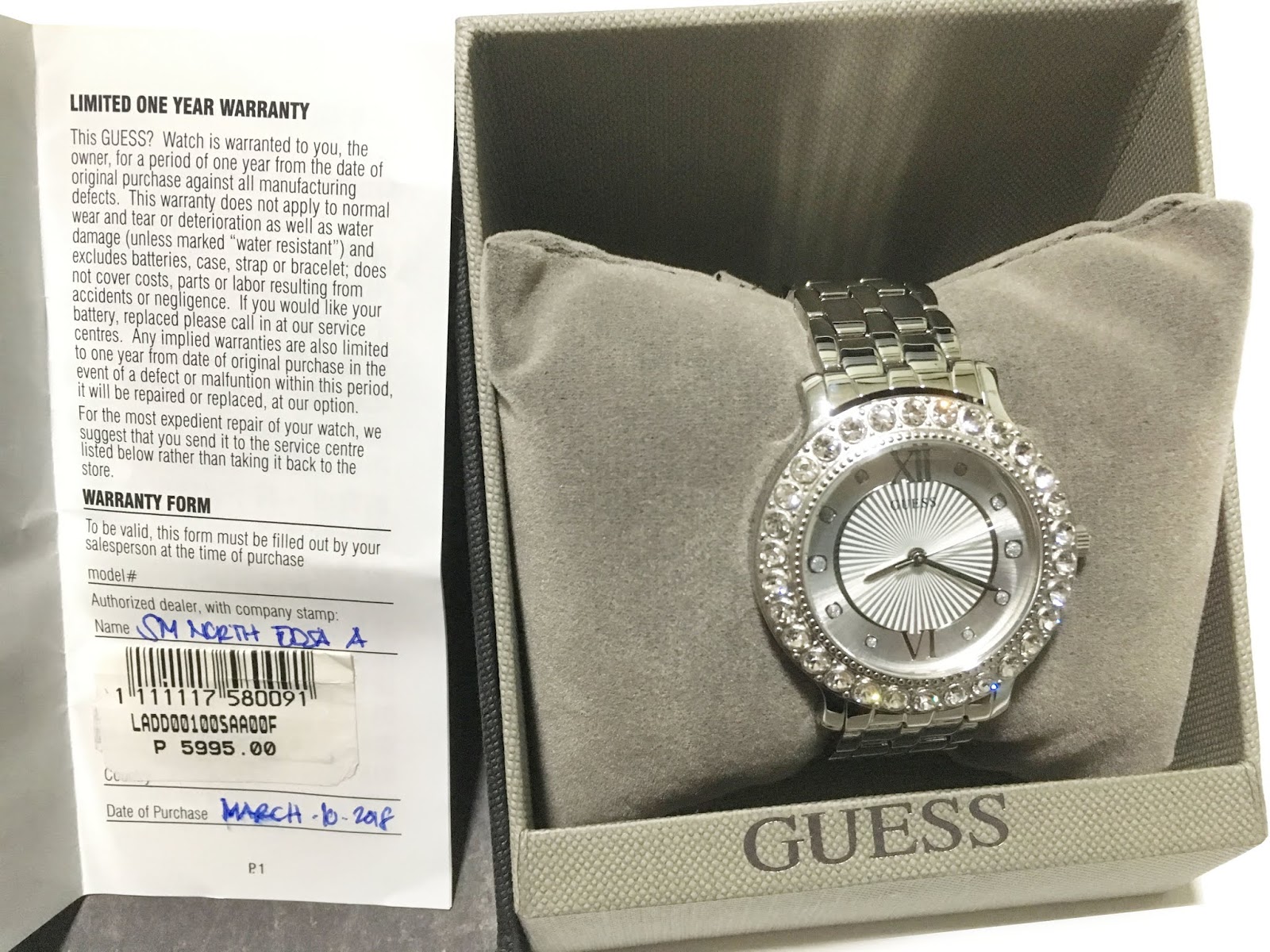 Products: Guess Watch with Warranty Card