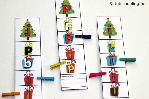 Christmas Alphabet Clip Strips | Totschooling - Toddler, Preschool ...